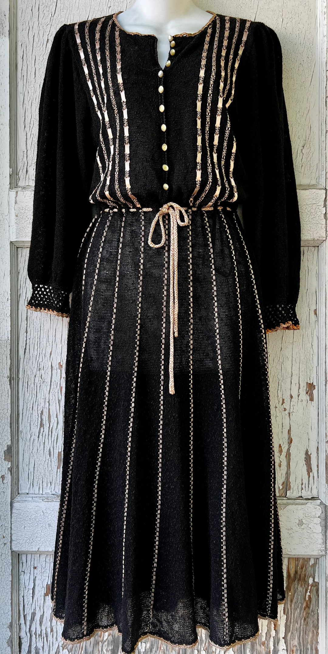 Vintage Lucie James of London Black and Pink Knit Dress - Etsy