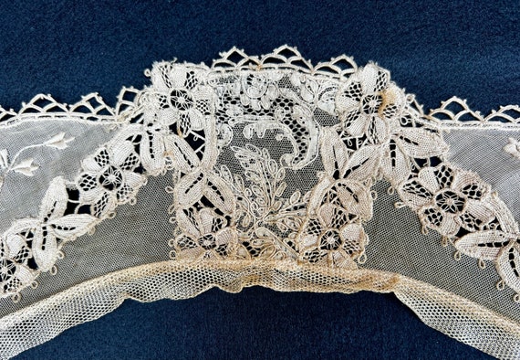 Antique 19th Century Lace Lappet Collar Cap Mid 1800s… - Gem