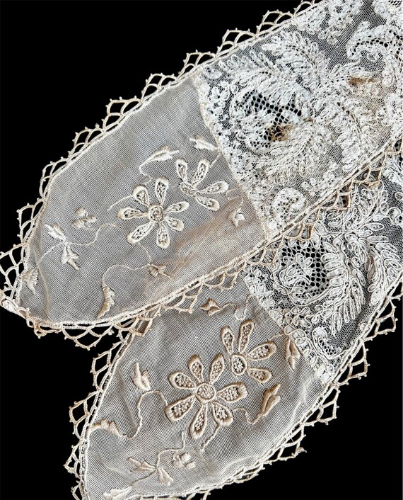 Antique 19th Century Lace Lappet Collar Cap Mid 1800s… - Gem