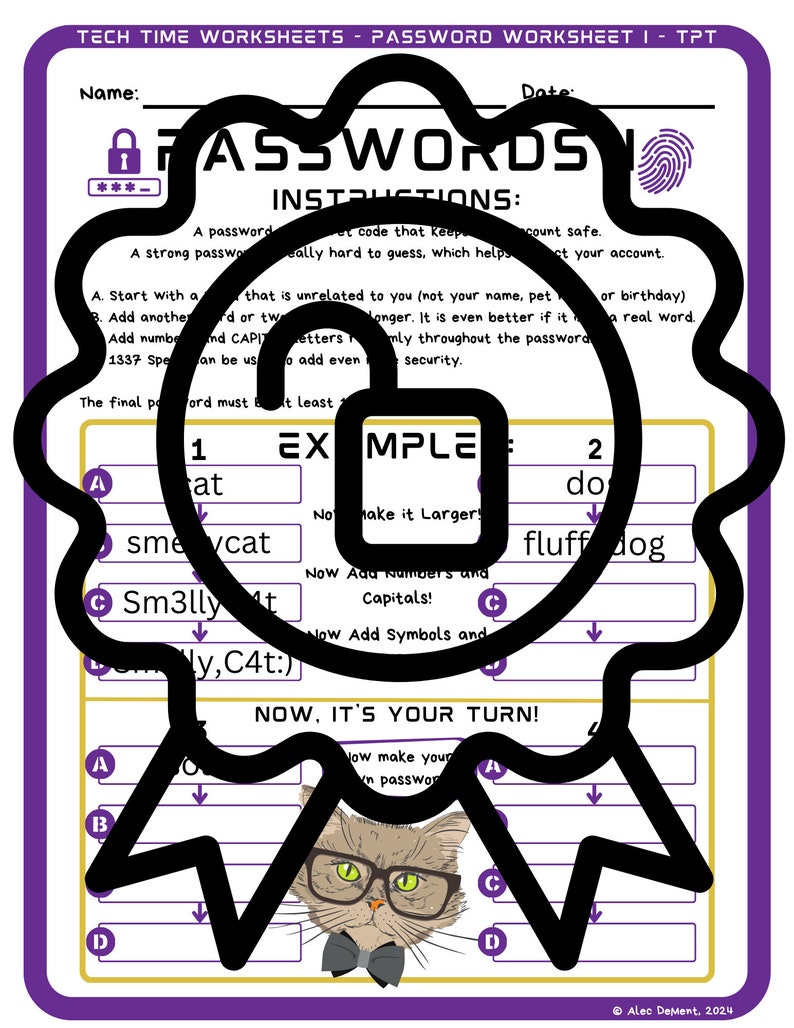 Password Worksheet I - Etsy