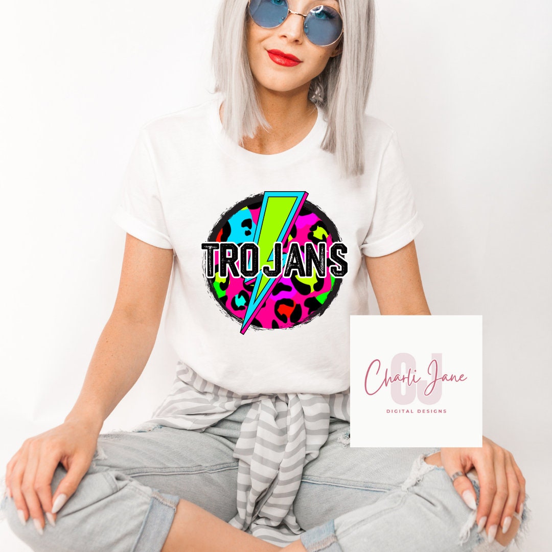 Trojans Neon Leopard PNG - Etsy