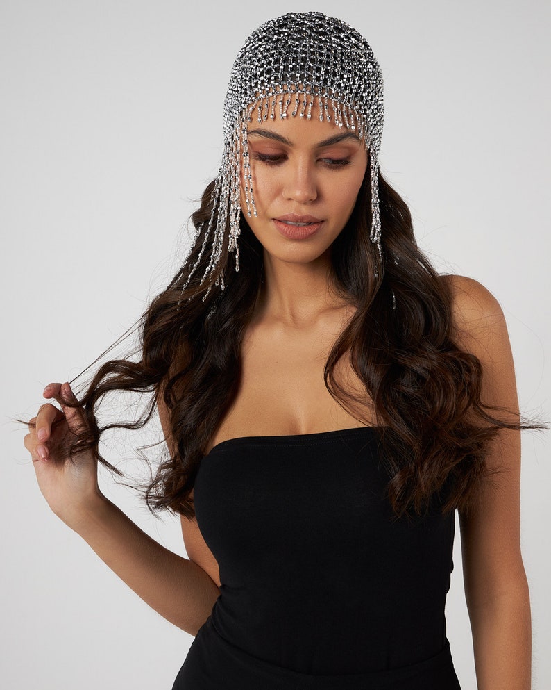 Silver Headpiece With Beads Silver Headpiece / Beaded Boho Accessory ...