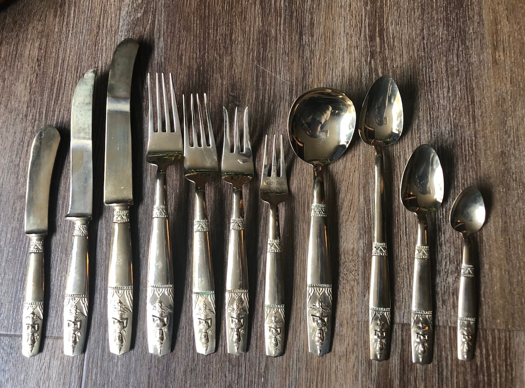 132pcs Vintage Thai Bronze Flatware Set in Storage Boxes - Etsy