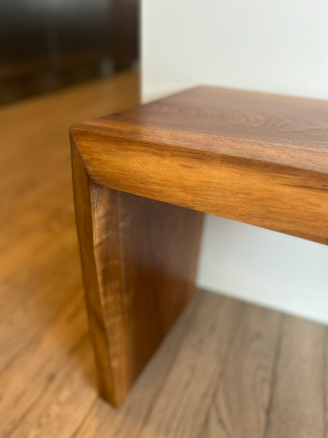 Live Edge Black Walnut Waterfall Coffee Table/bench With Hexagon Base ...