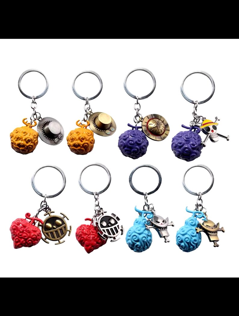 Anime Devil Fruit Keychain One Piece Straw Hat Luffy Ace Rubber Fruit ...