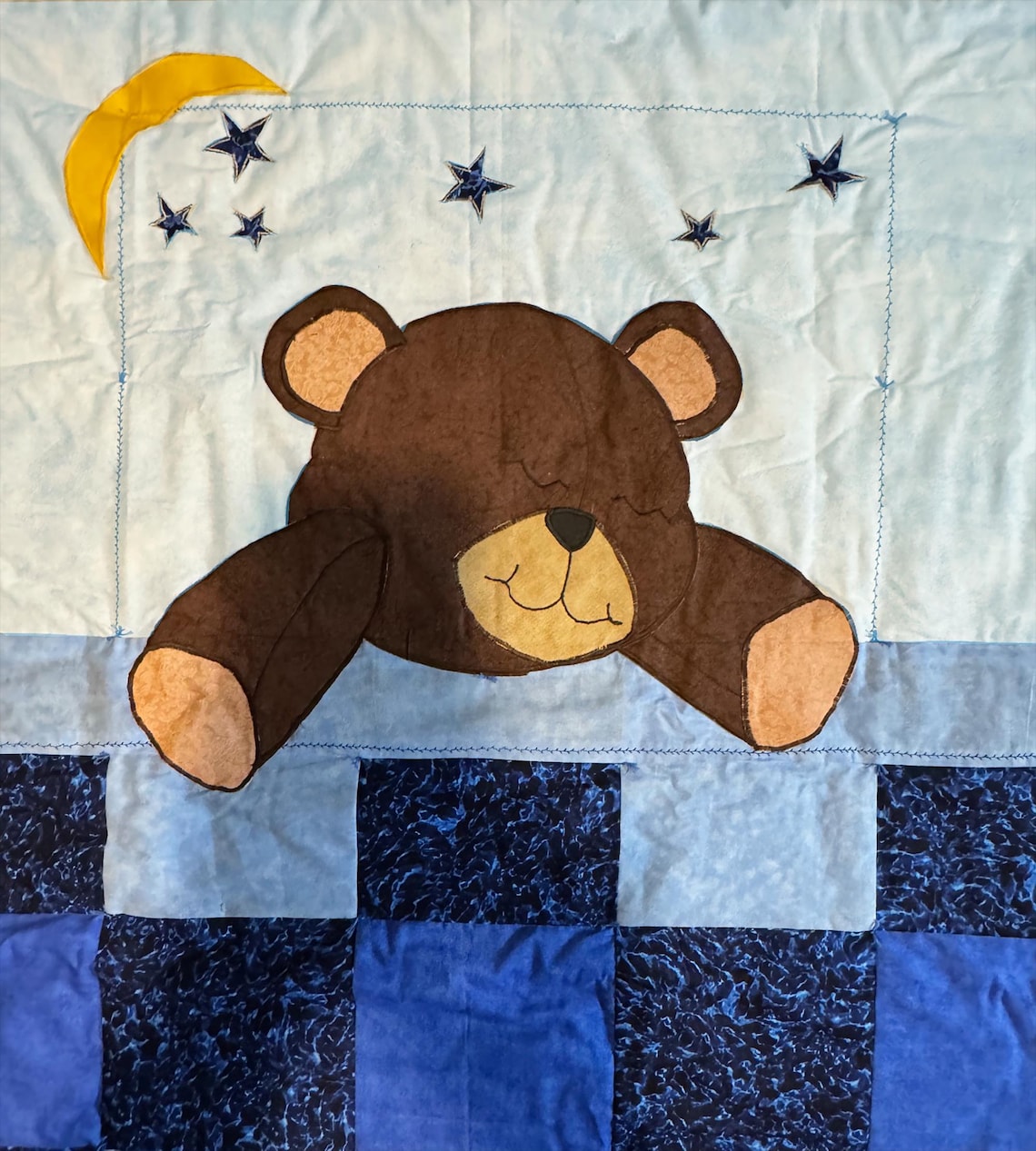 Bedtime for Bear Handmade Appliqued Baby Quilt, Crib Blanket - Etsy