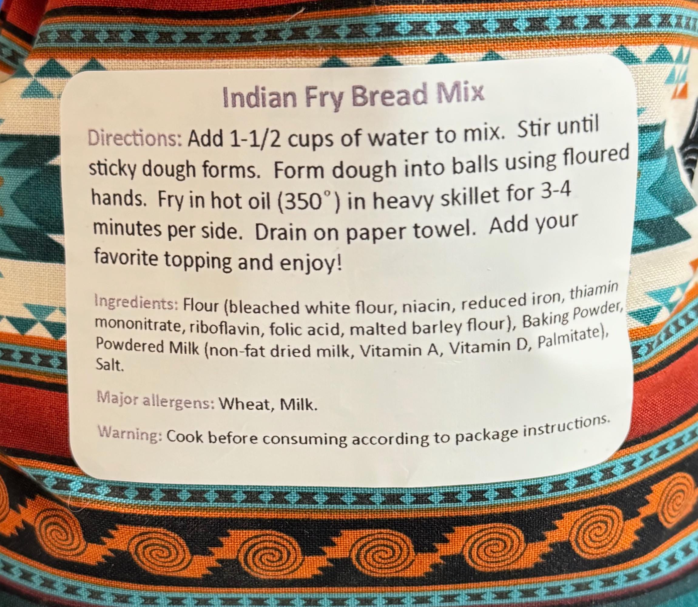 Indian Fry Bread Mix in a Cute Handmade Bag - Just Add Water! or ...