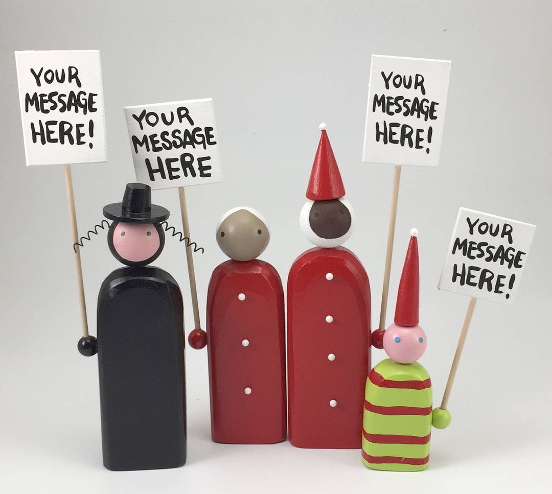 Holiday Santa, Rabbi or Elf Figures With Custom Signs - Etsy