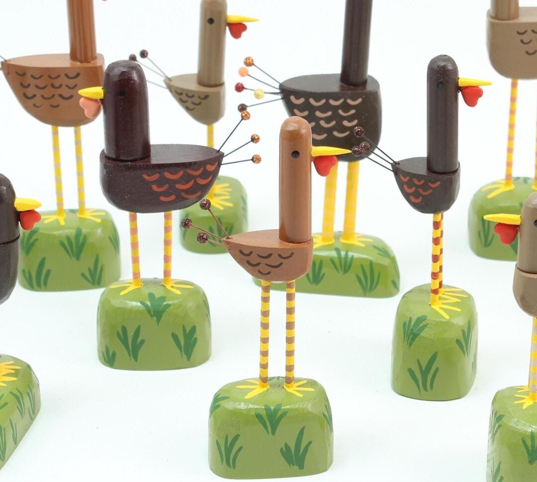 Turkey Sculptures | Miniature Wood Turkey Art | Thanksgiving ...