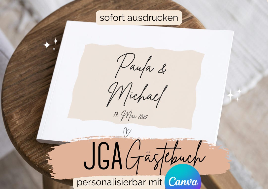 Personalized Guest Book Print Yourself Editable With Canva Gift for ...