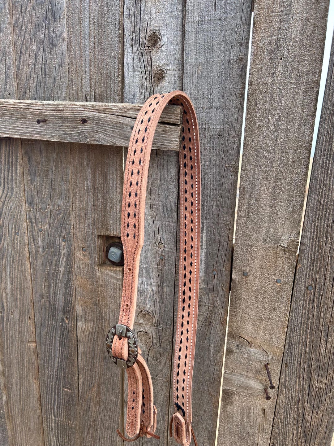 Custom Handmade Leather Headstall With Double Buckstitching - Etsy