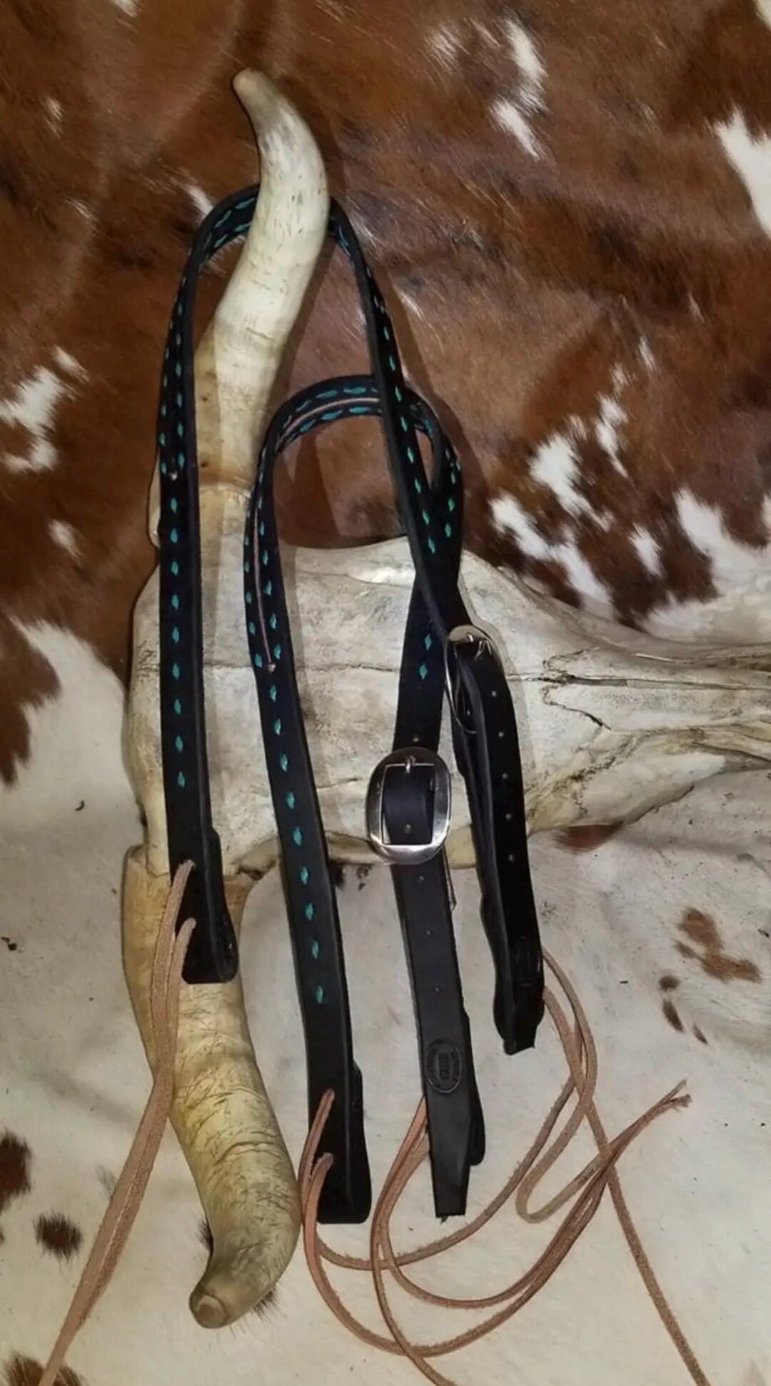 Custom Handmade Leather Headstall With Buckstitching - Etsy
