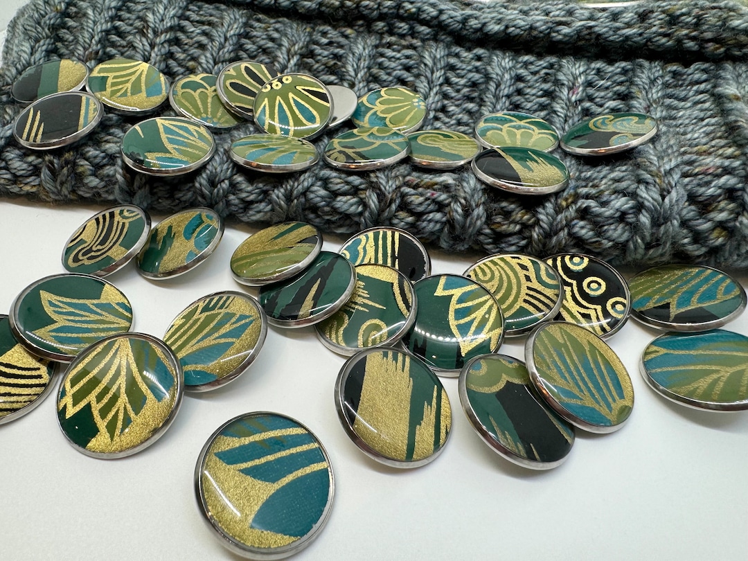 Large Round Buttons in Bold Colors - Black Gold Blue Green - 20mm - Etsy