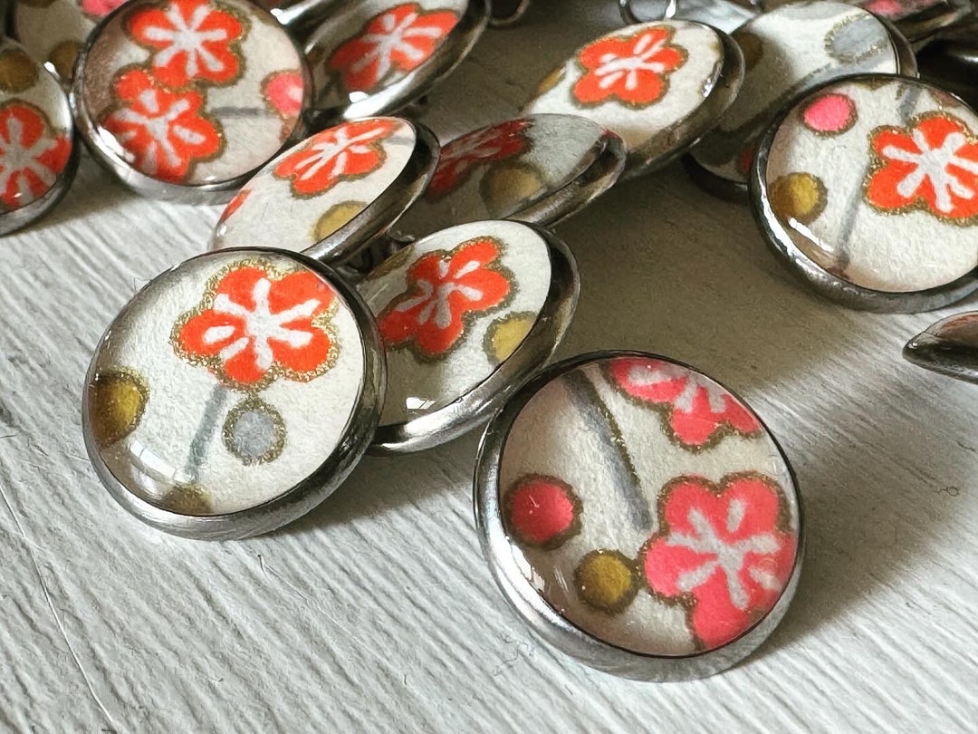 Buttons - Pink and Orange Sakura - Etsy