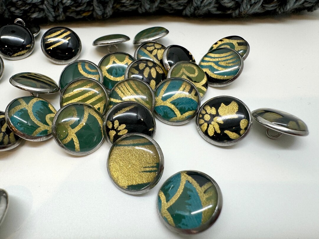 Small Round Buttons in Bold Colors - Black Gold Blue Green - 12mm - Etsy