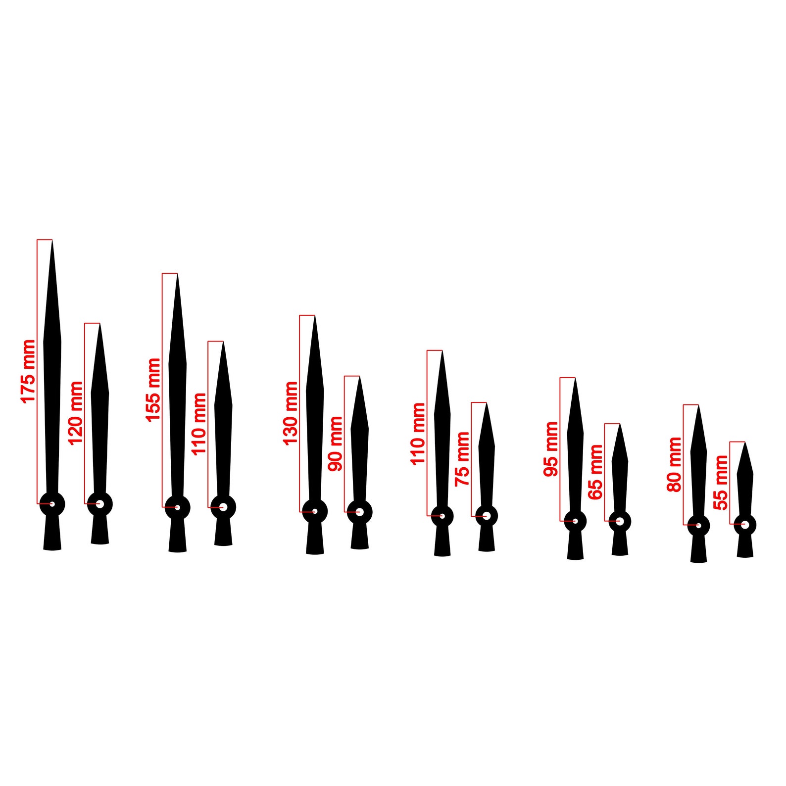 Mirrored/colored Acrylic Hands for Wall Clocks DIY With Second Hand Pin ...