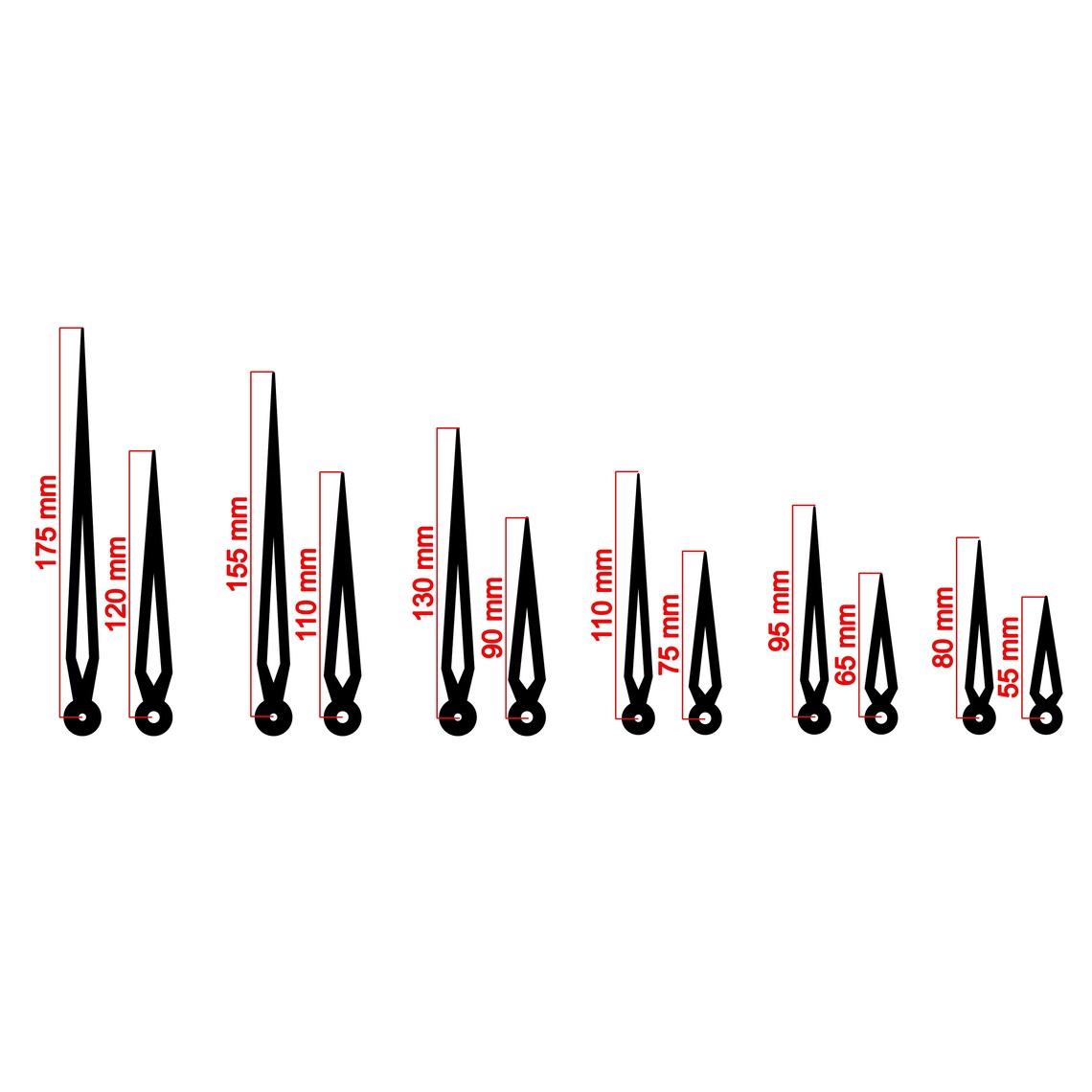 Mirrored/colored Acrylic Hands for Wall Clocks DIY With Second Hand Pin ...