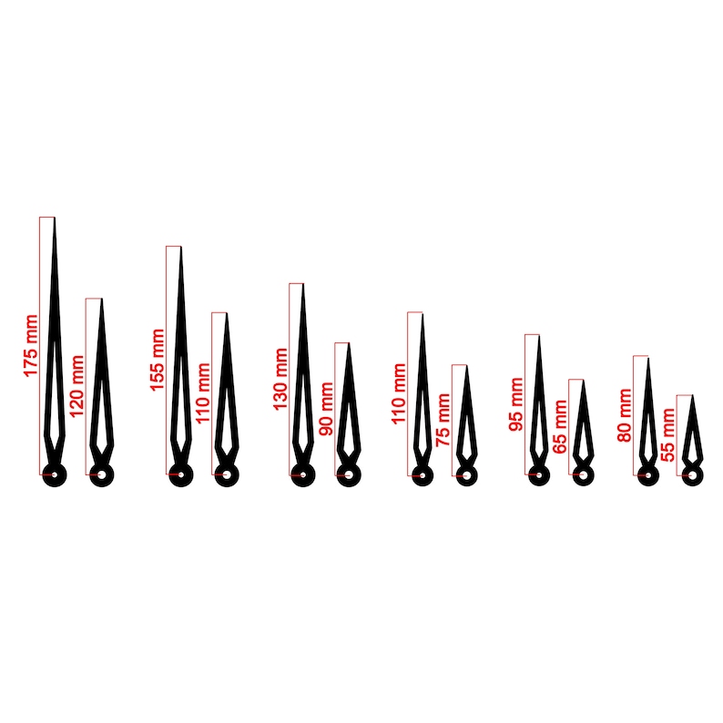 Mirrored/colored Acrylic Hands for Wall Clocks DIY With Second Hand Pin ...