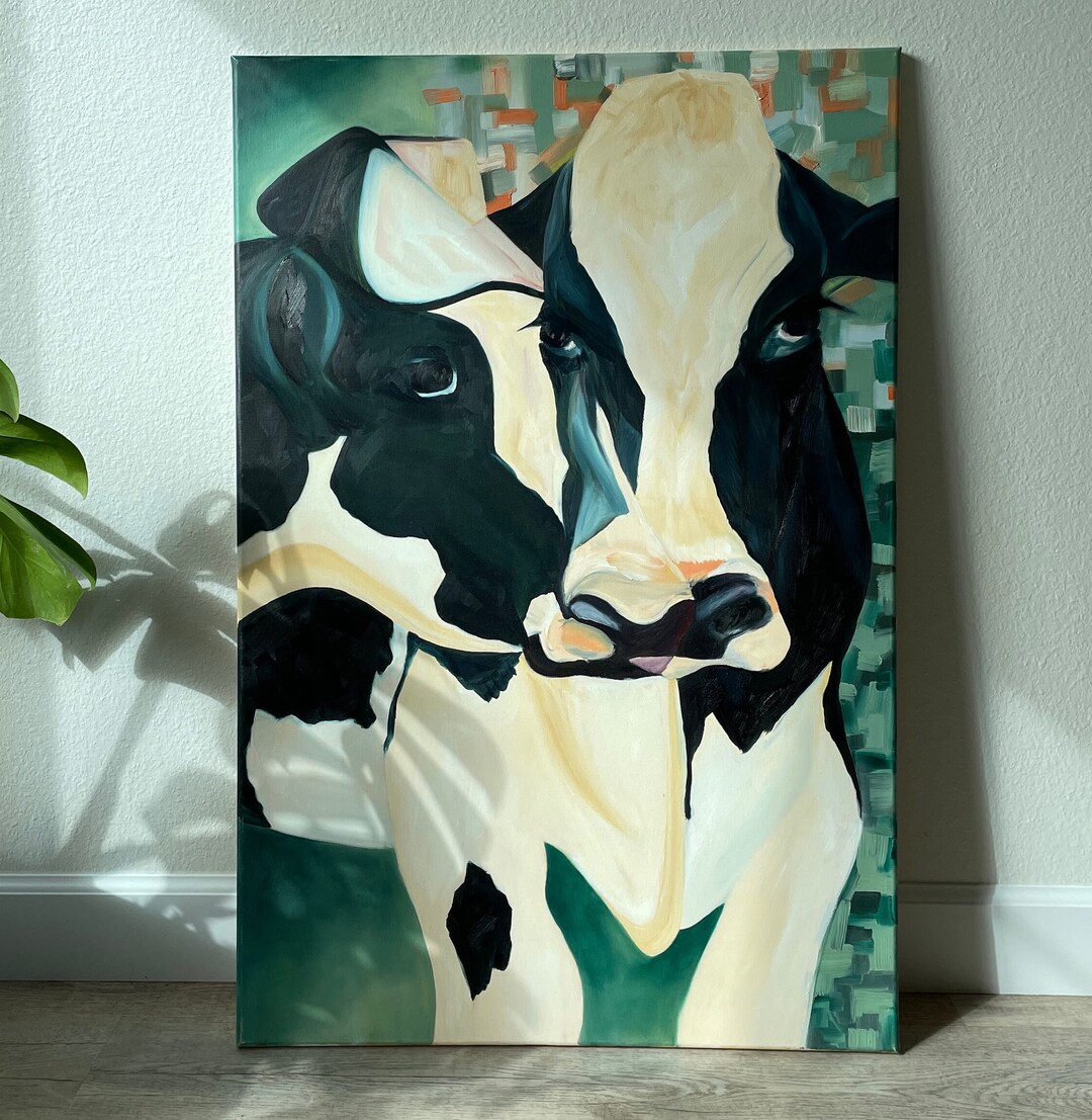 Cubist Dairy Cows, Original Oil Painting by M. Casillas - Etsy