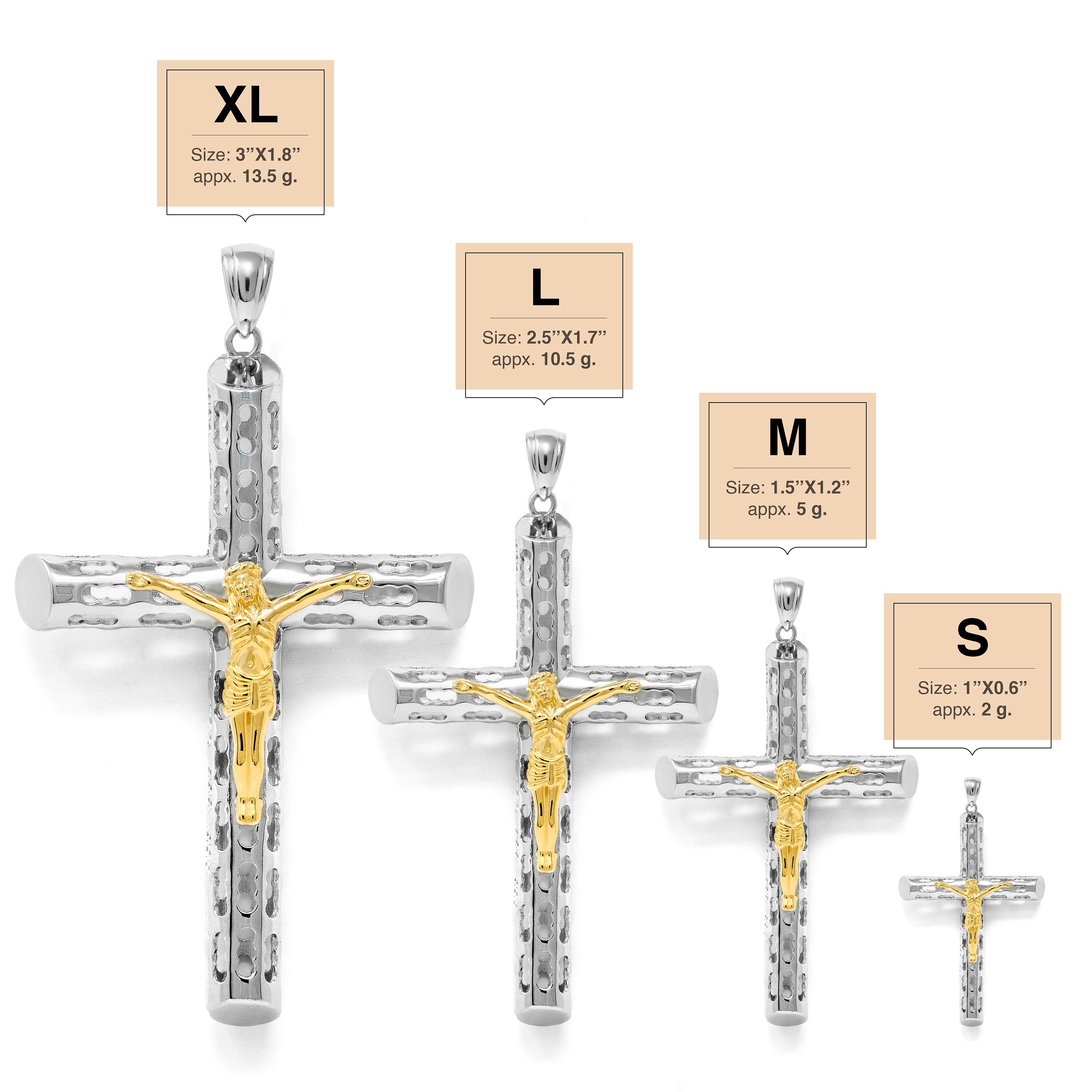 Jesus Cross Piece Crucifix Religious Pendant - 925 Sterling Silver Two ...