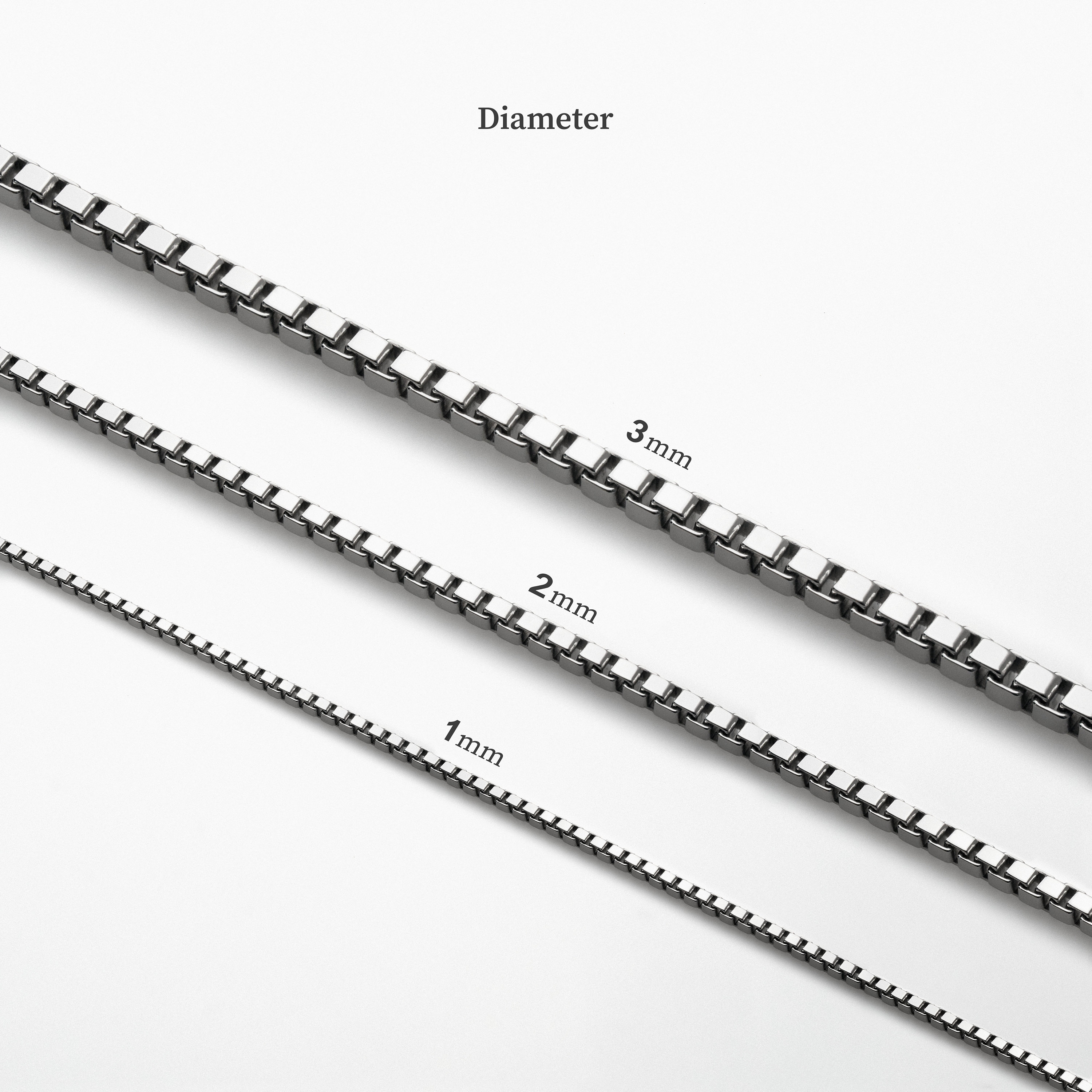 Real Solid 925 Sterling Silver Box Chain 1-3mm Necklace for Men or ...