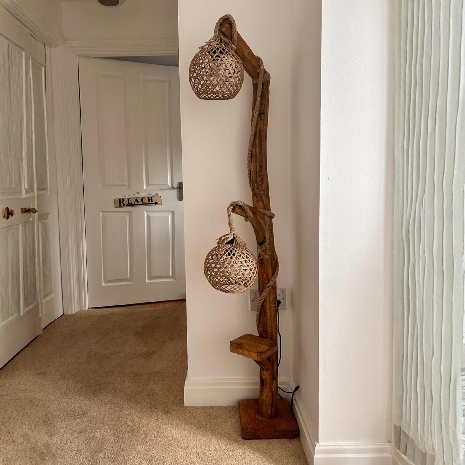 Tree Floor Lamp, Wooden Corner Lampshade, Unique Floor Lampshade ...