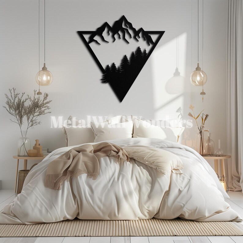 Mountain and Forest Metal Wall Art, Landscape Wall Art, Farmhouse Decor ...