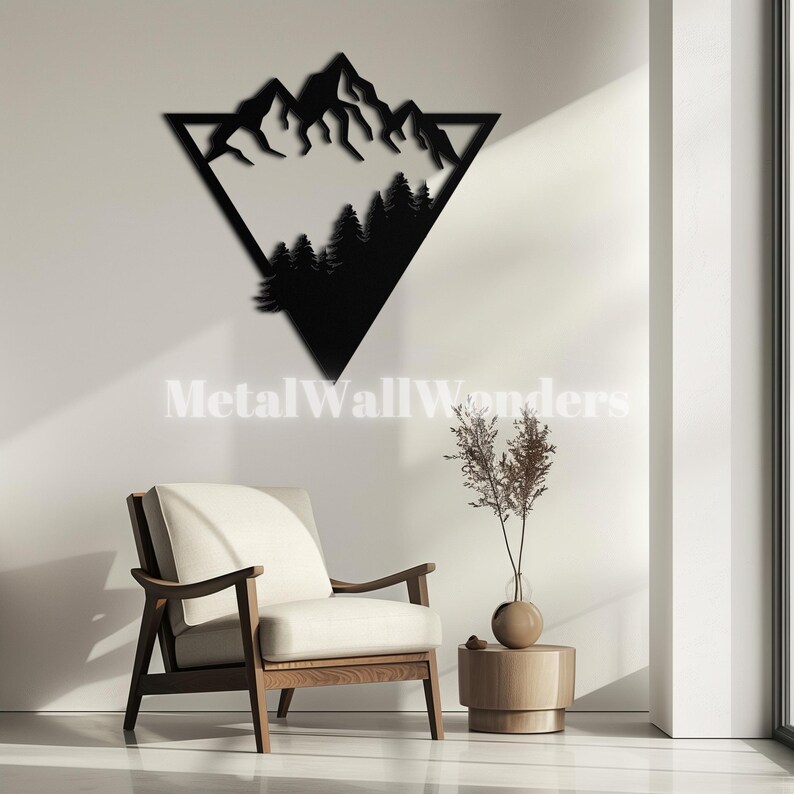 Mountain and Forest Metal Wall Art, Landscape Wall Art, Farmhouse Decor ...