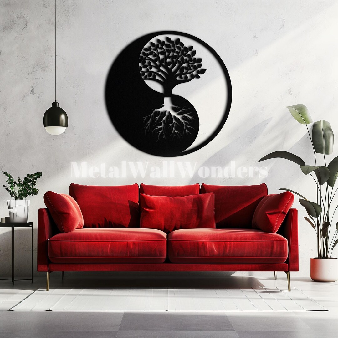 Tree of Life Ying Yang Metal Wall Art, Metal Yin Yang Decor,home Office ...