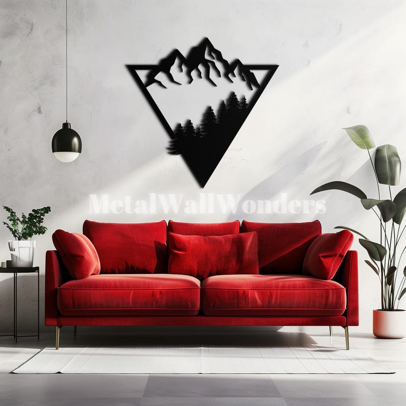 Mountain and Forest Metal Wall Art, Landscape Wall Art, Farmhouse Decor ...