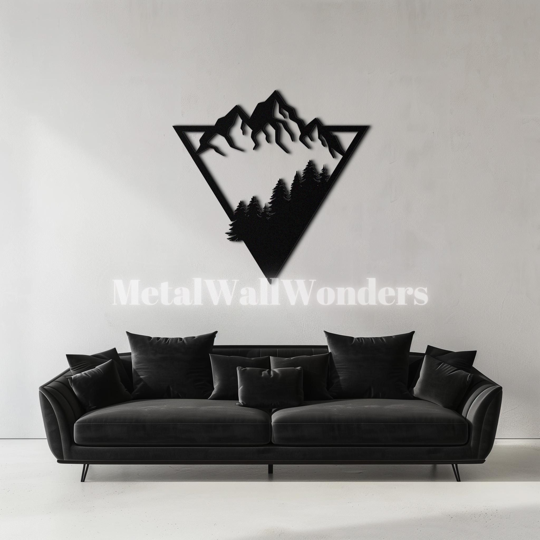 Mountain and Forest Metal Wall Art, Landscape Wall Art, Farmhouse Decor ...