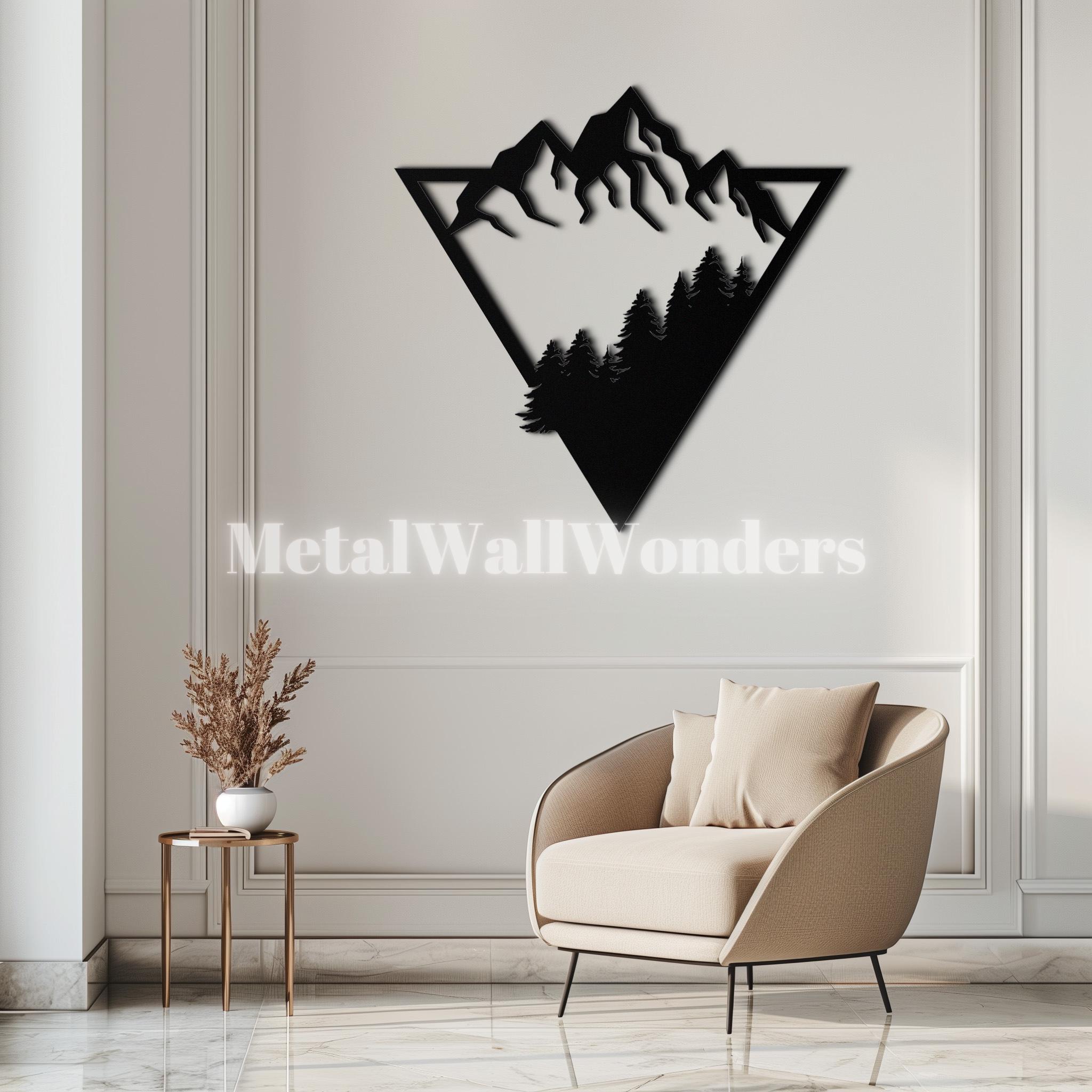 Mountain and Forest Metal Wall Art, Landscape Wall Art, Farmhouse Decor ...