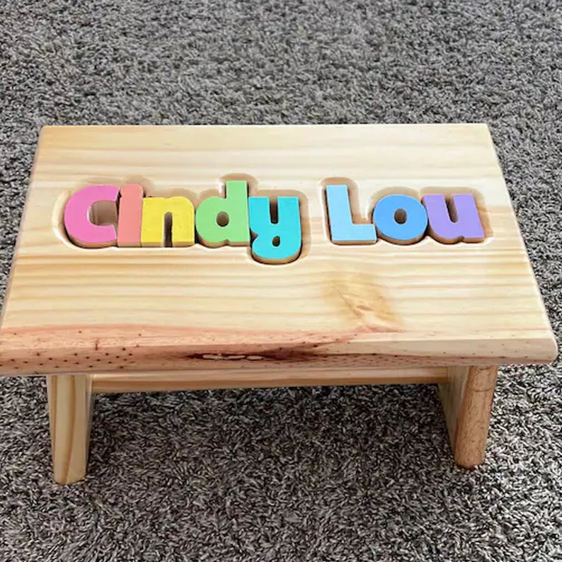 Puzzle Name Stool Personalized With Primary/pastel Colors or Custom ...