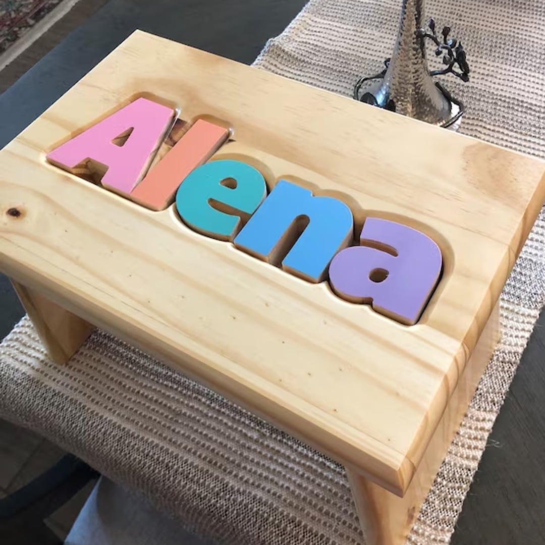 Puzzle Name Stool Personalized With Primary/pastel Colors or Custom ...