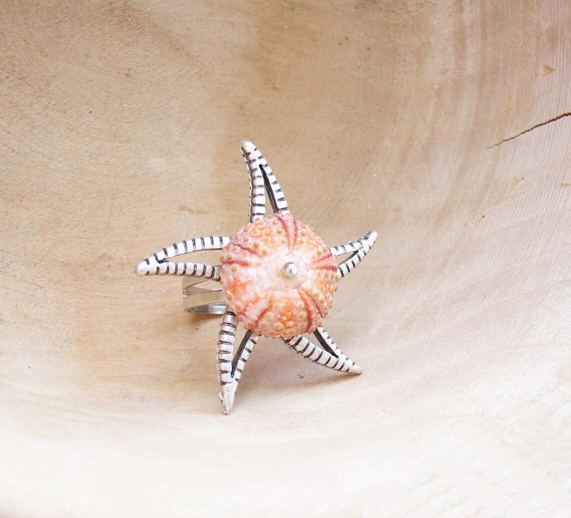 Sea Urchin Starfish Ring Beach Jewelry - Etsy