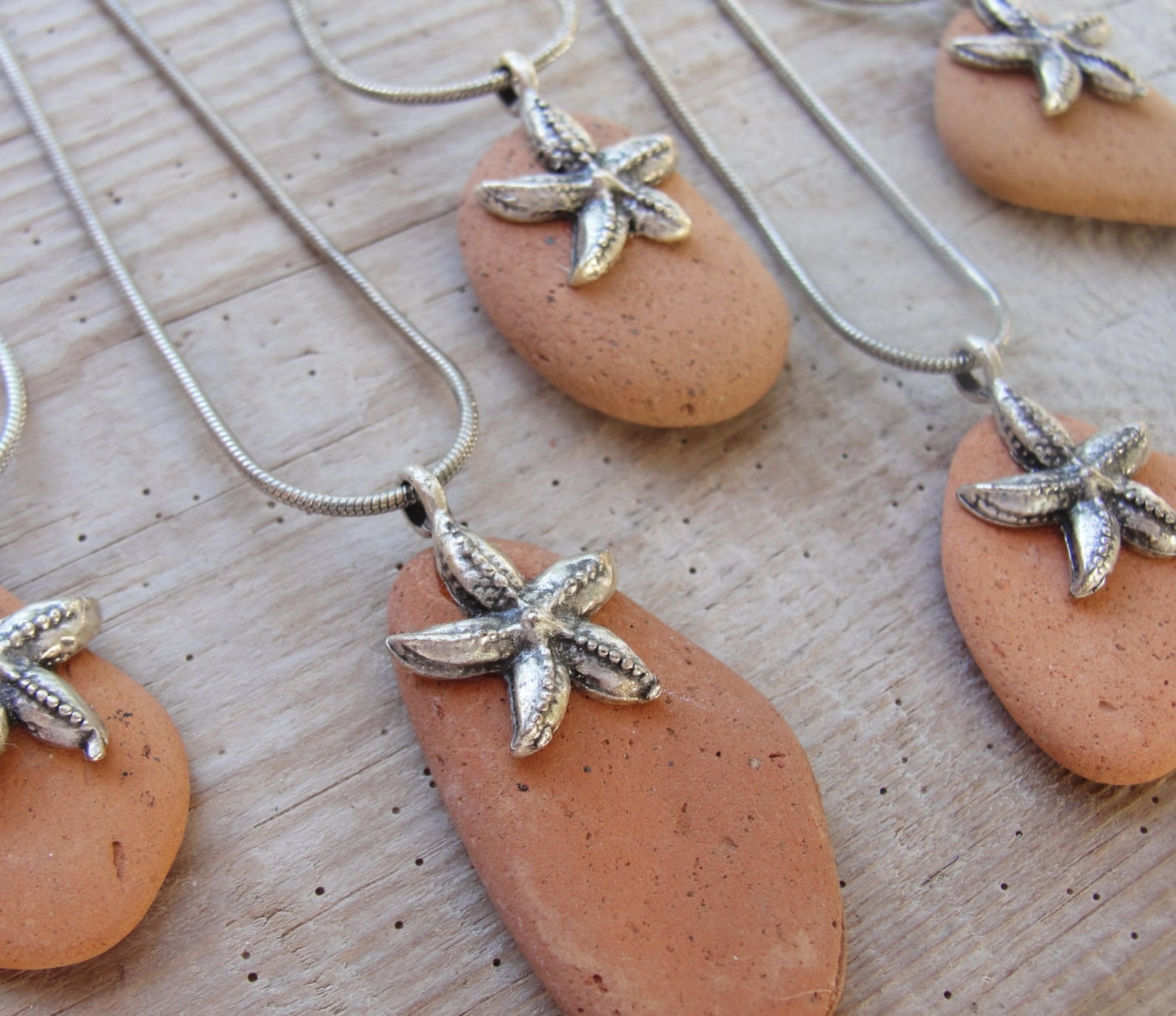 Beach Pebble Necklace Sea Souvenir With Starfish - Etsy