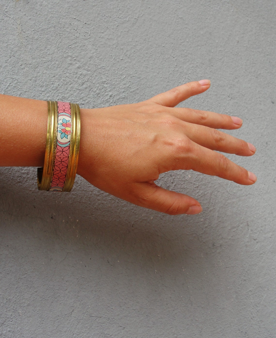 Vintage Tin Bracelet Vintage Brass Cuff Hammered Leaves and | Etsy