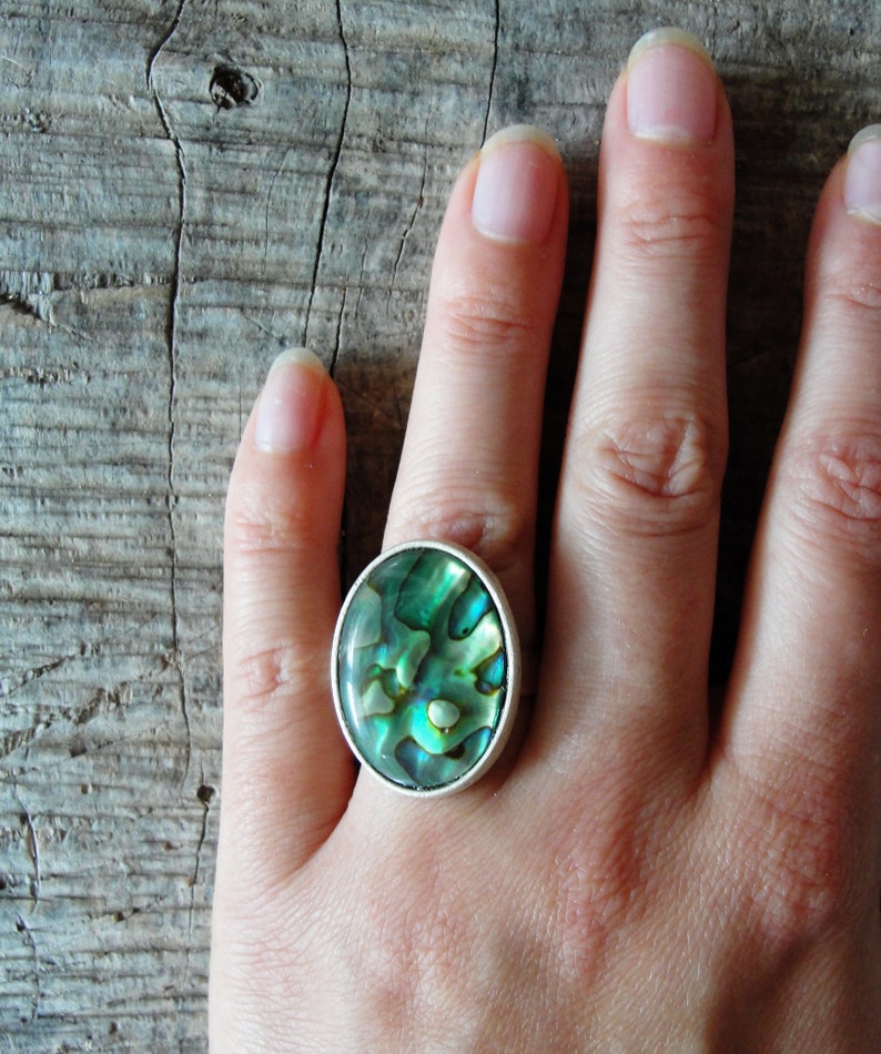 Abalone Shell Ring Peacock Abalone Seashell With Silver - Etsy