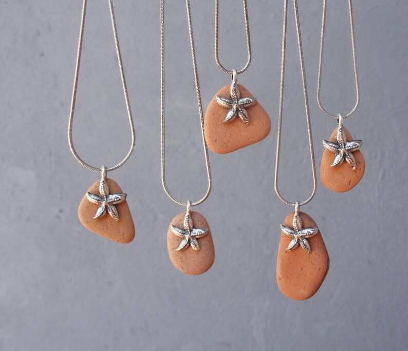 Beach Pebble Necklace - Sea Souvenir With Starfish - Etsy