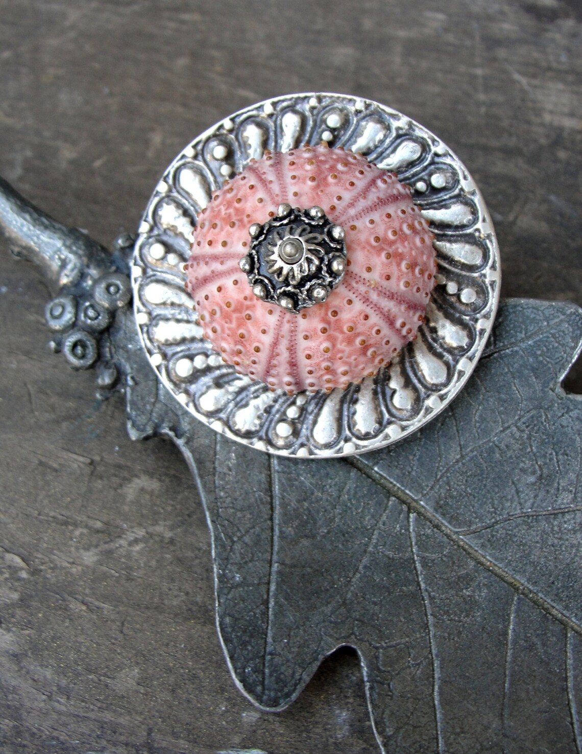 Big Pink Sea Urchin Ring Large Cocktail Ring Beach Jewelry - Etsy