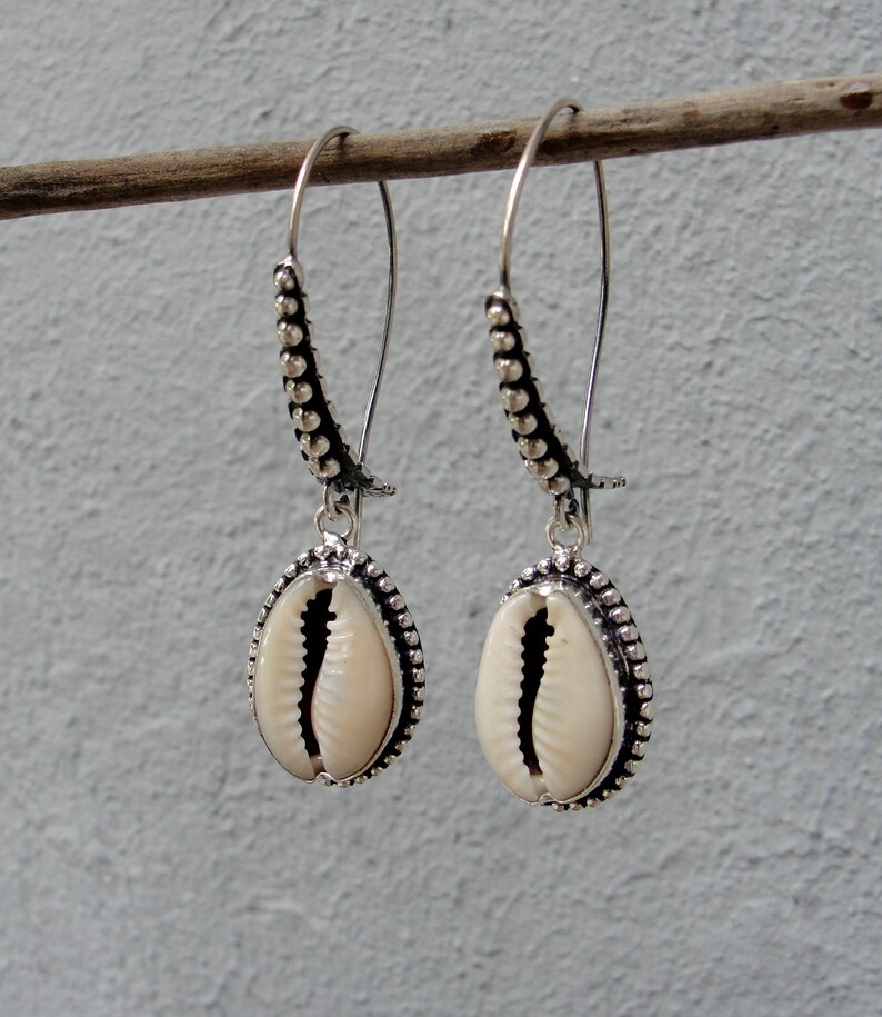 Cowry Shell Earrings Sterling Silver Cowrie Seashell Jewelry - Etsy