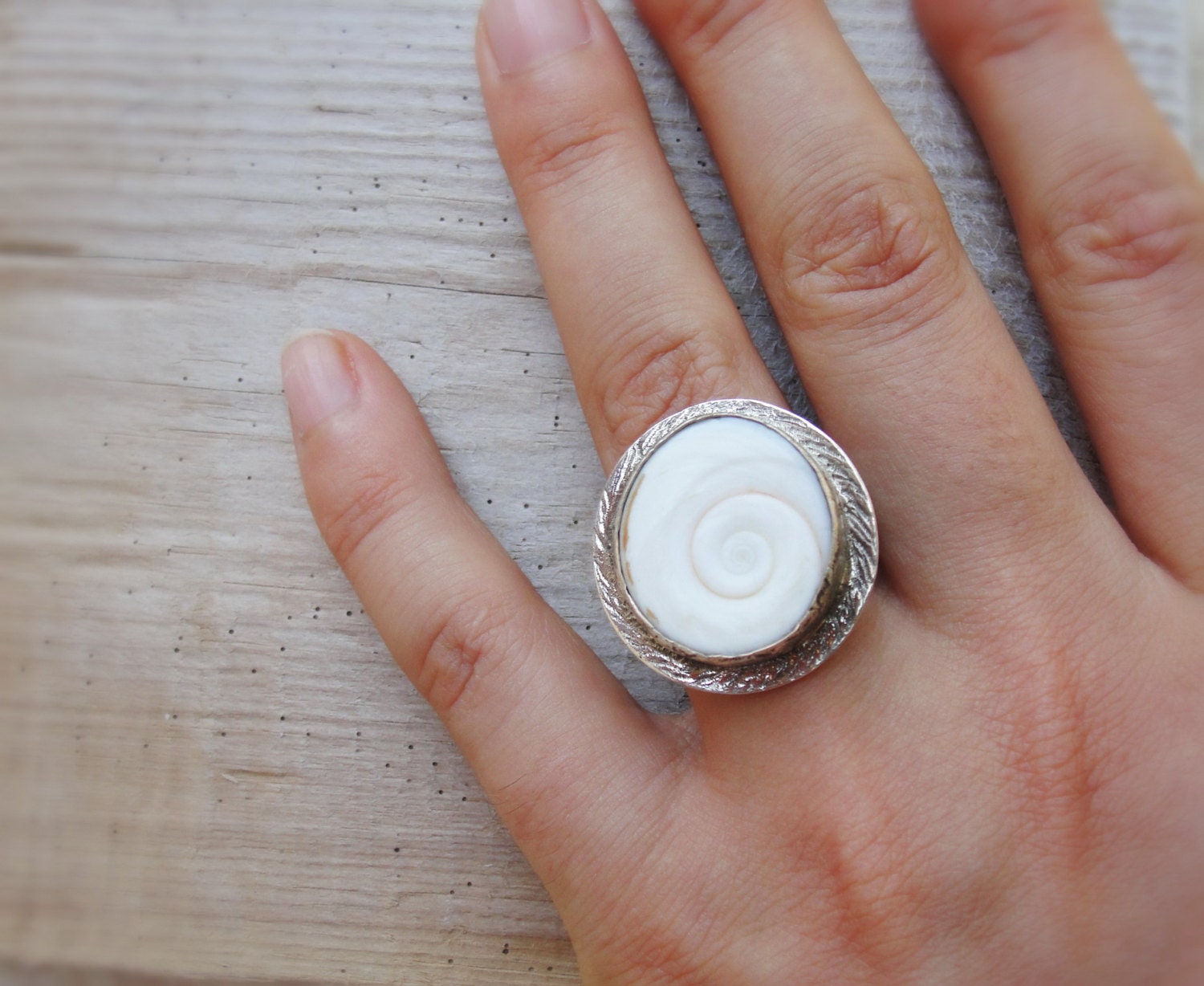 Sterling Silver Seashell Ring Eye of Shiva Shell - Etsy