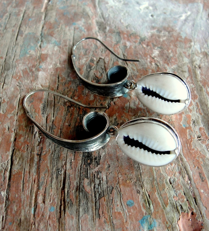 Cowry Shell Earrings Sterling Silver Cowrie Seashell Jewelry - Etsy
