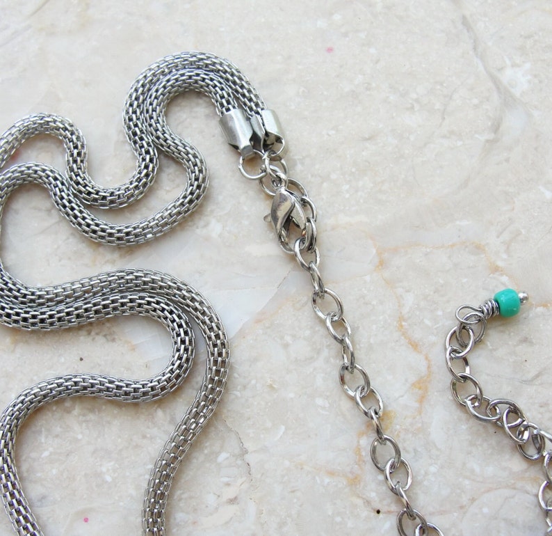 Green at Heart Necklace Vintage Embroidery, Enamel and Silver Plated ...