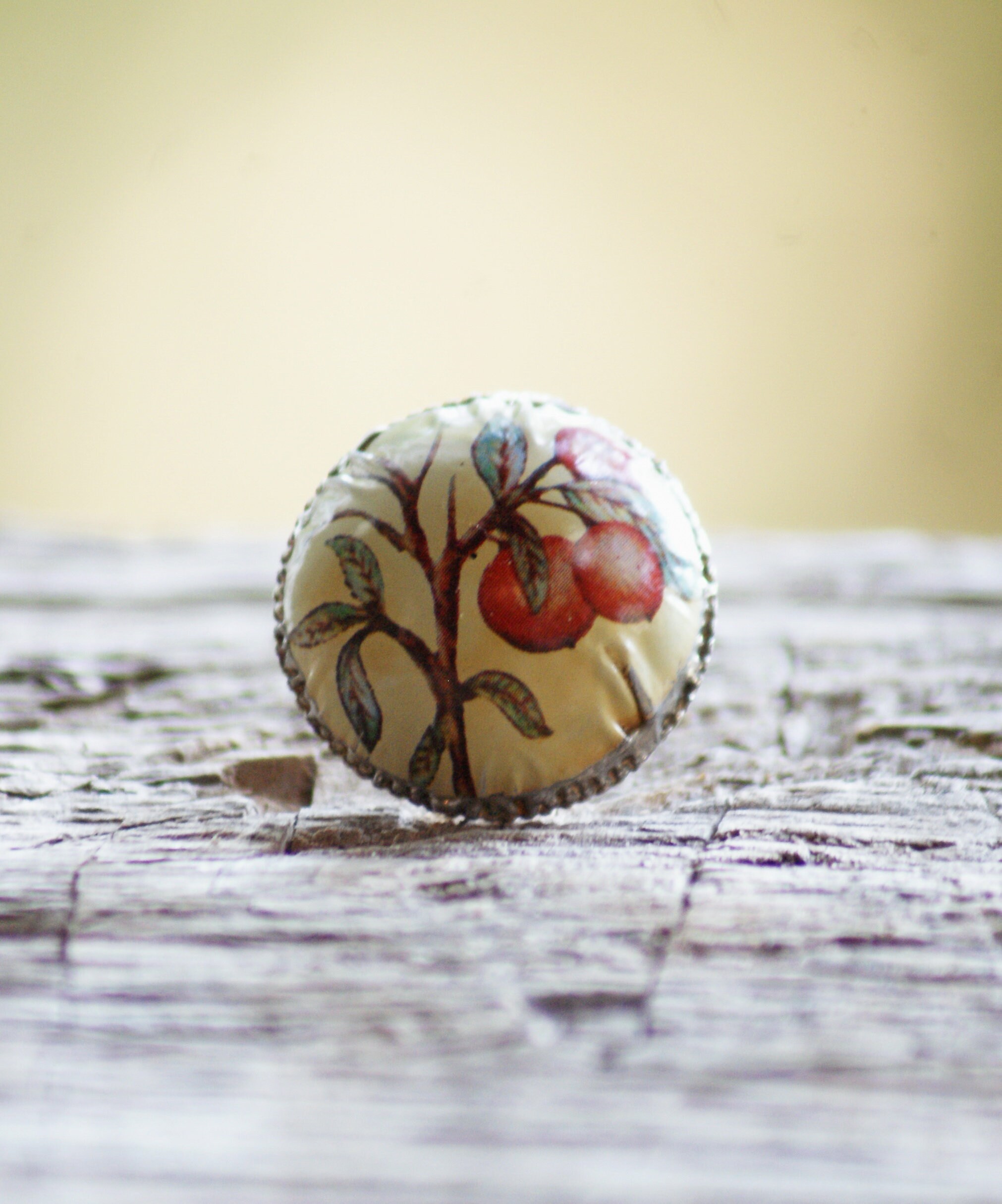 Vintage Tin Ring Soldered Hammered Domed Leaves and Berries - Etsy