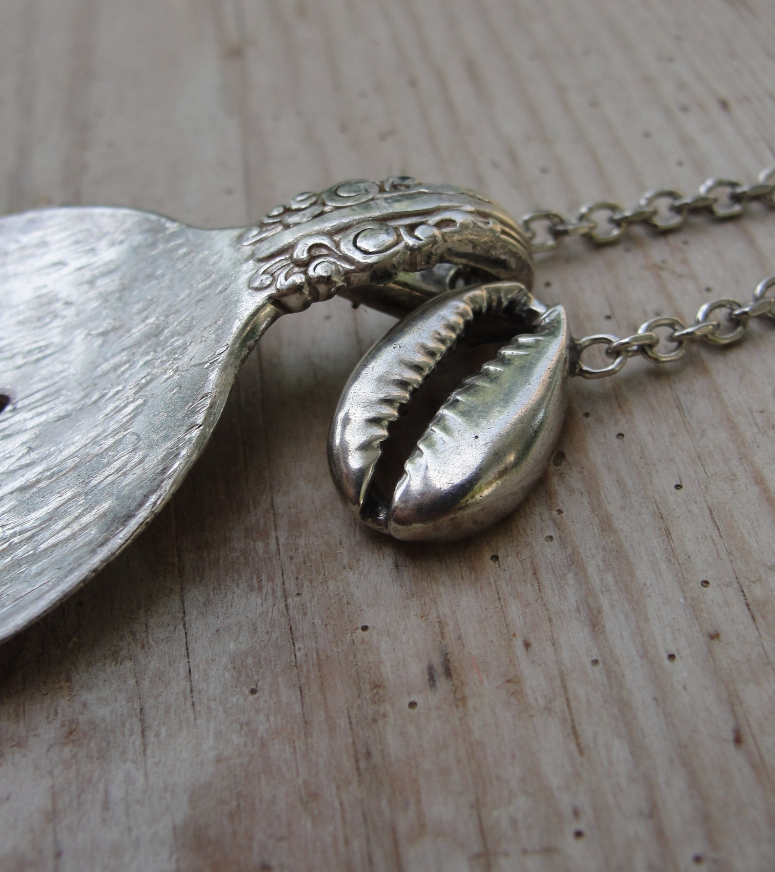 Mermaids Tail Necklace Beach Jewel, Vintage Silverware Cutlery , Cowry ...