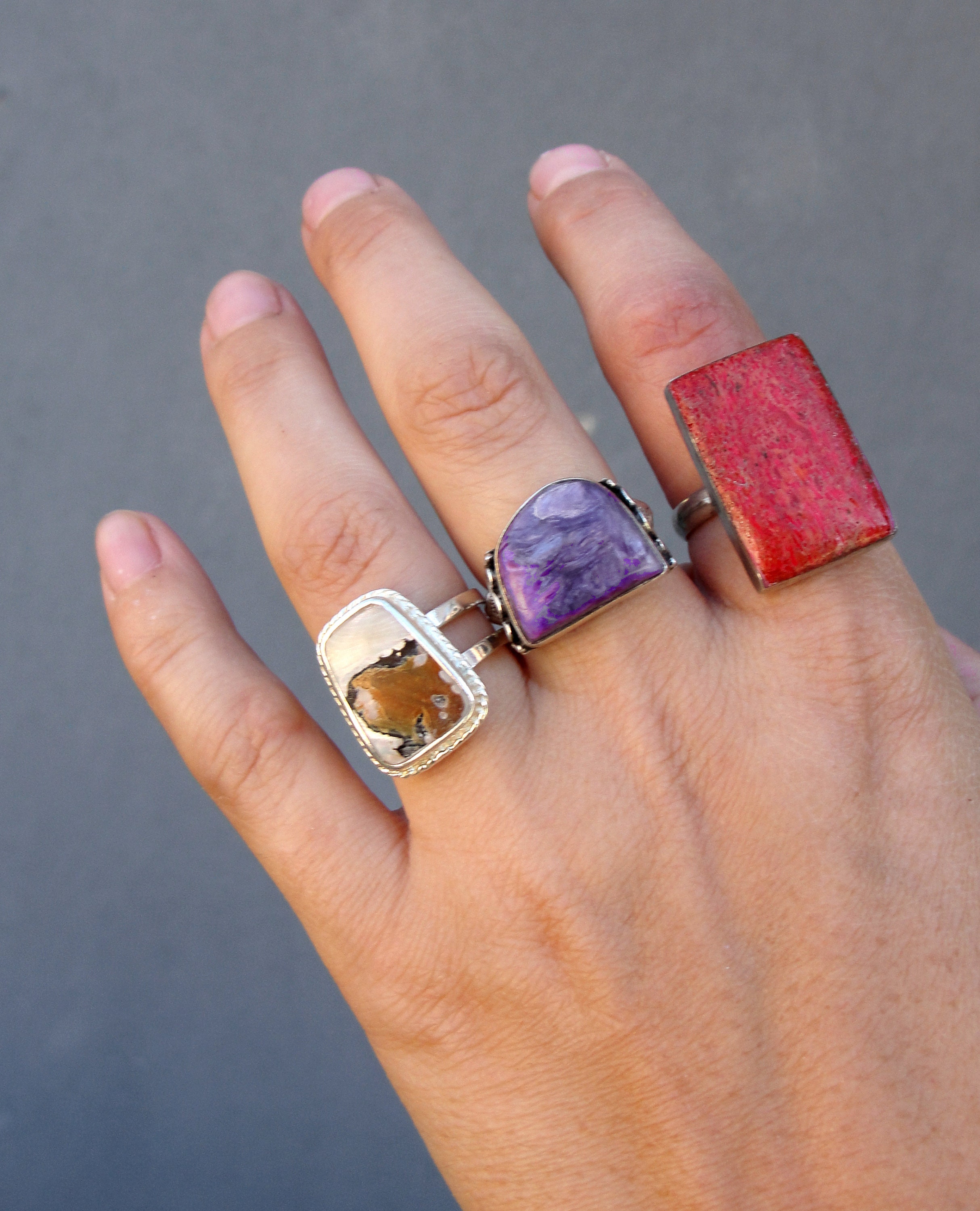 Your Favorite Stone Ring Hand Formed Sterling Silver Coral - Etsy