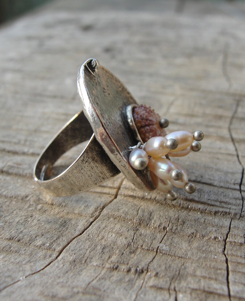 Pearls and Sea Urchin Ring Seashell Sea Urchin Soft Pink, Lucky 7 ...