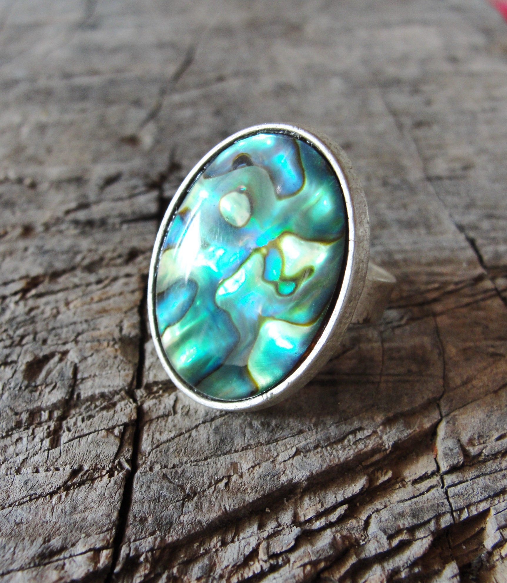 Abalone Shell Ring Peacock Abalone Seashell With Silver - Etsy
