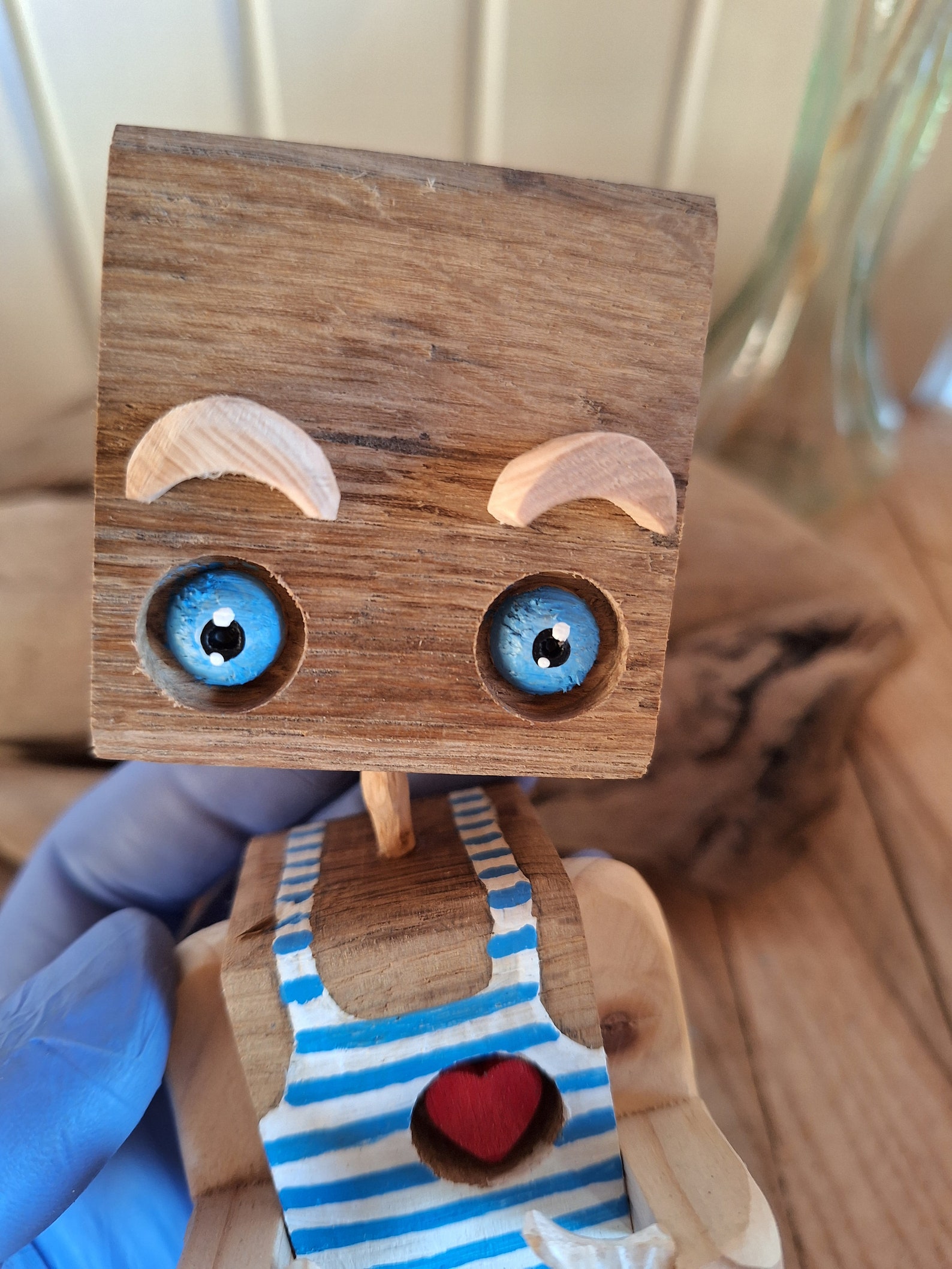 Handcrafted Wooden Robot With Fish , Handmade Sailor Robot Decor ...